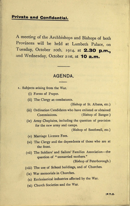 The First World War and the Bishops – A Monument of Fame