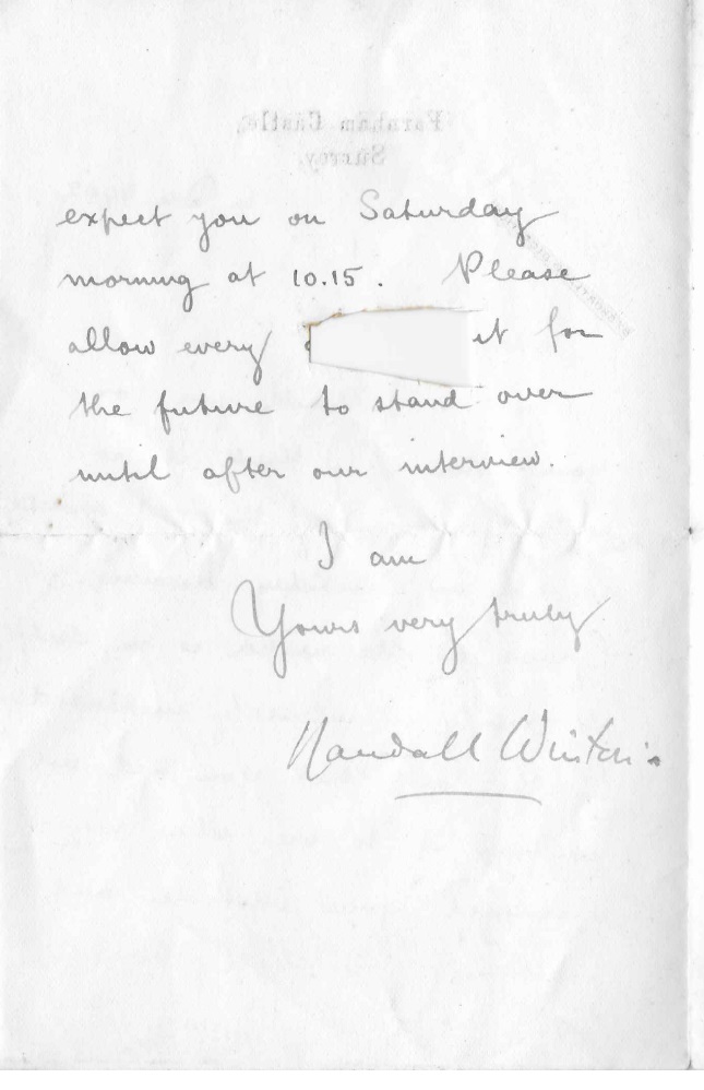 An intriguing letter from Randall Davidson – A Monument of Fame